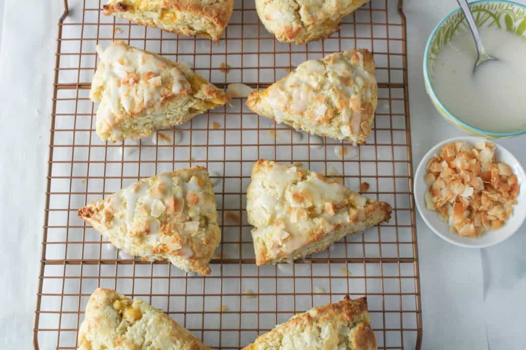 Coconut Mango Scones with Lime Glaze - Maple and Thyme