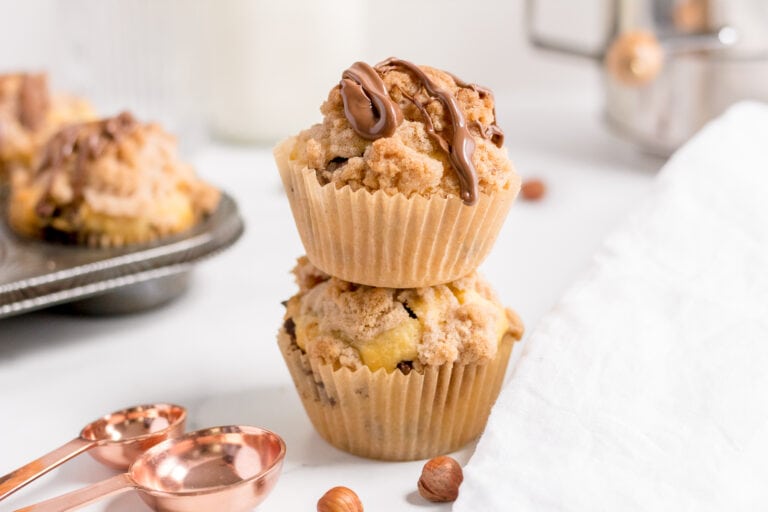 Nutella Muffins with Hazelnuts and Chocolate Chips - Maple and Thyme